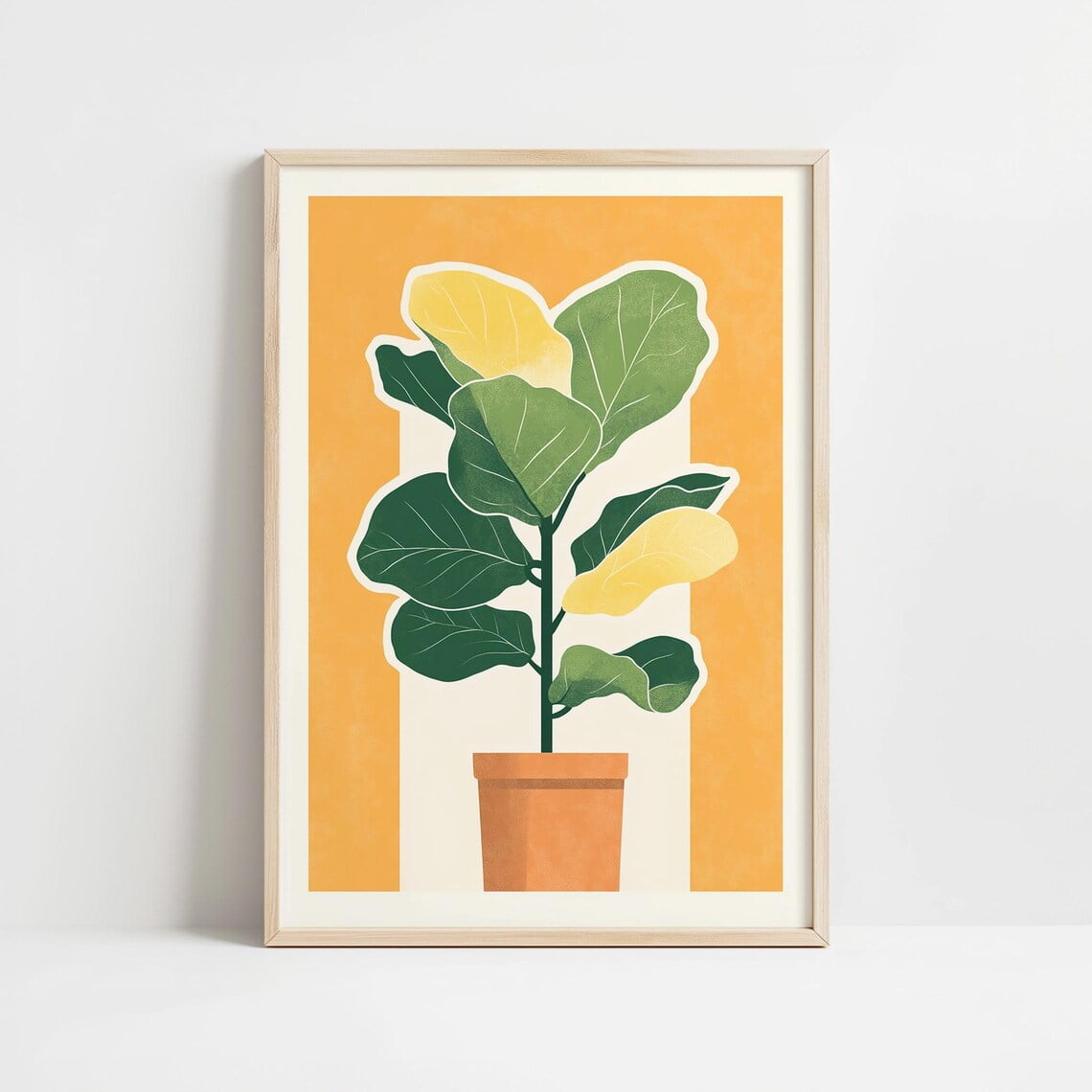 Modroom Fiddle Leaf Fig Houseplant Wall Art, Plant Mid Century Modern ...