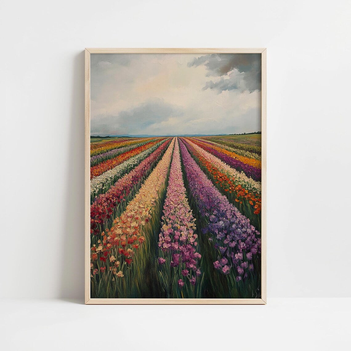 Modroom Field Of Flowers Painting, Pastel Botanical Painting, Colorful ...