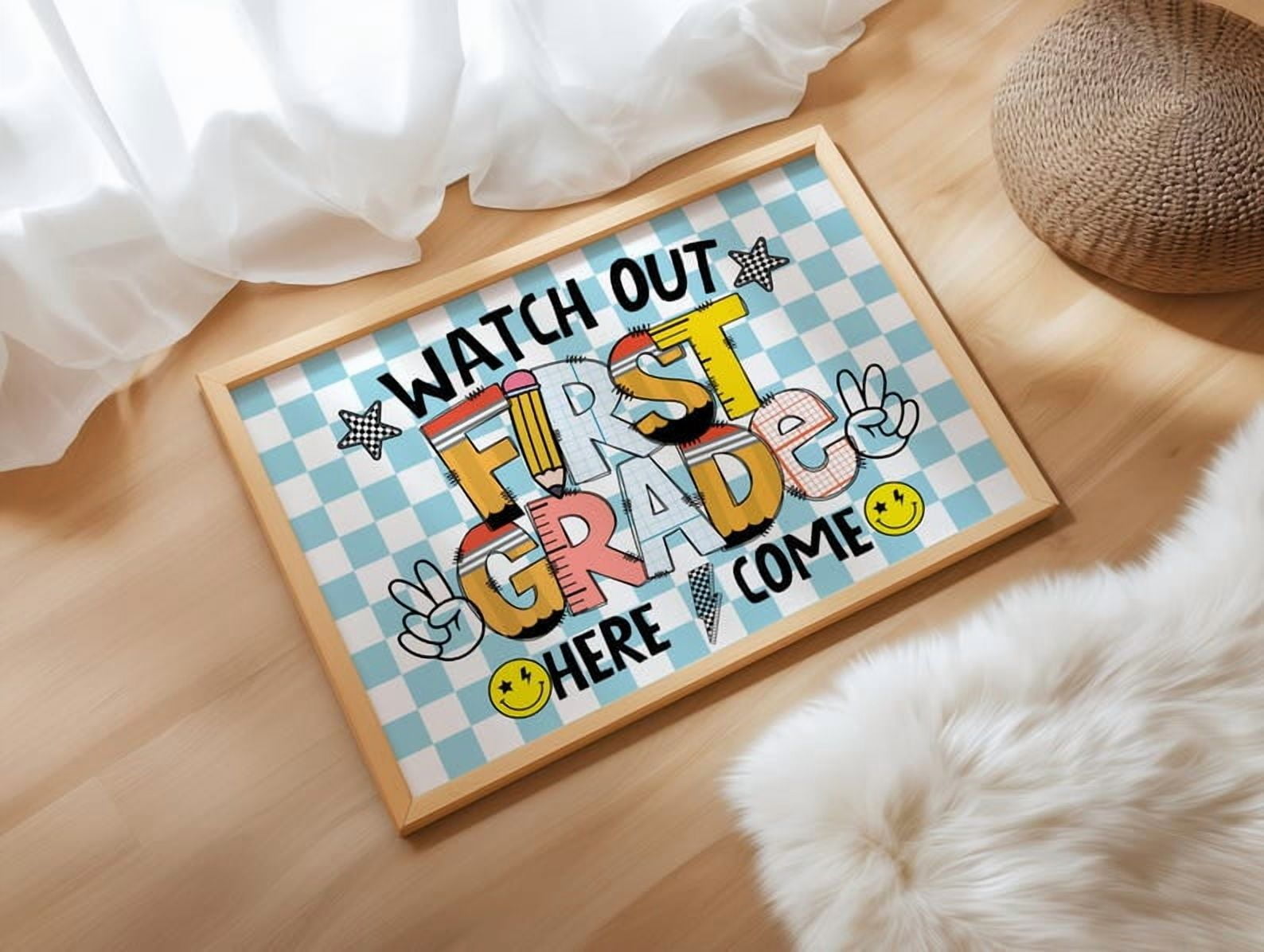 Modroom First Grade Sign Poster, Back to School Wall Art, Rustic ...