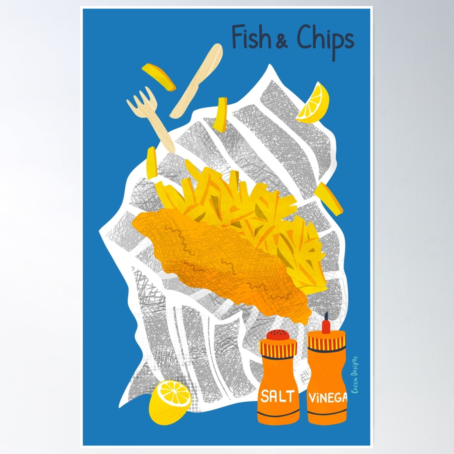 Modroom Fish & Chips - Still Life By Cecca Designs Poster Wall Art ...