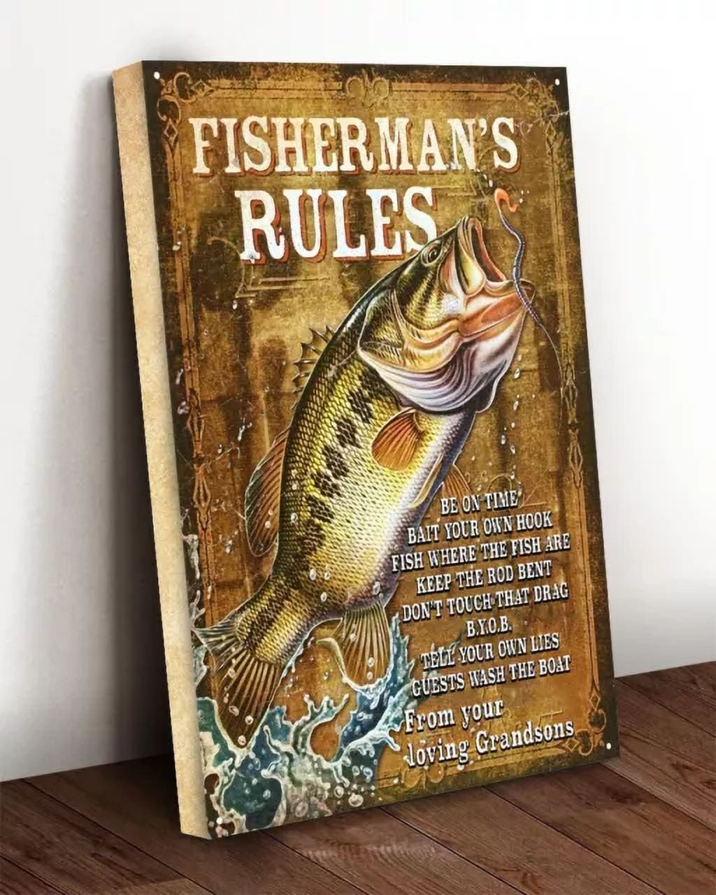 Modroom Fisherman'S Rules Fishing Fisher Fish Rule Wall Art, Modern ...