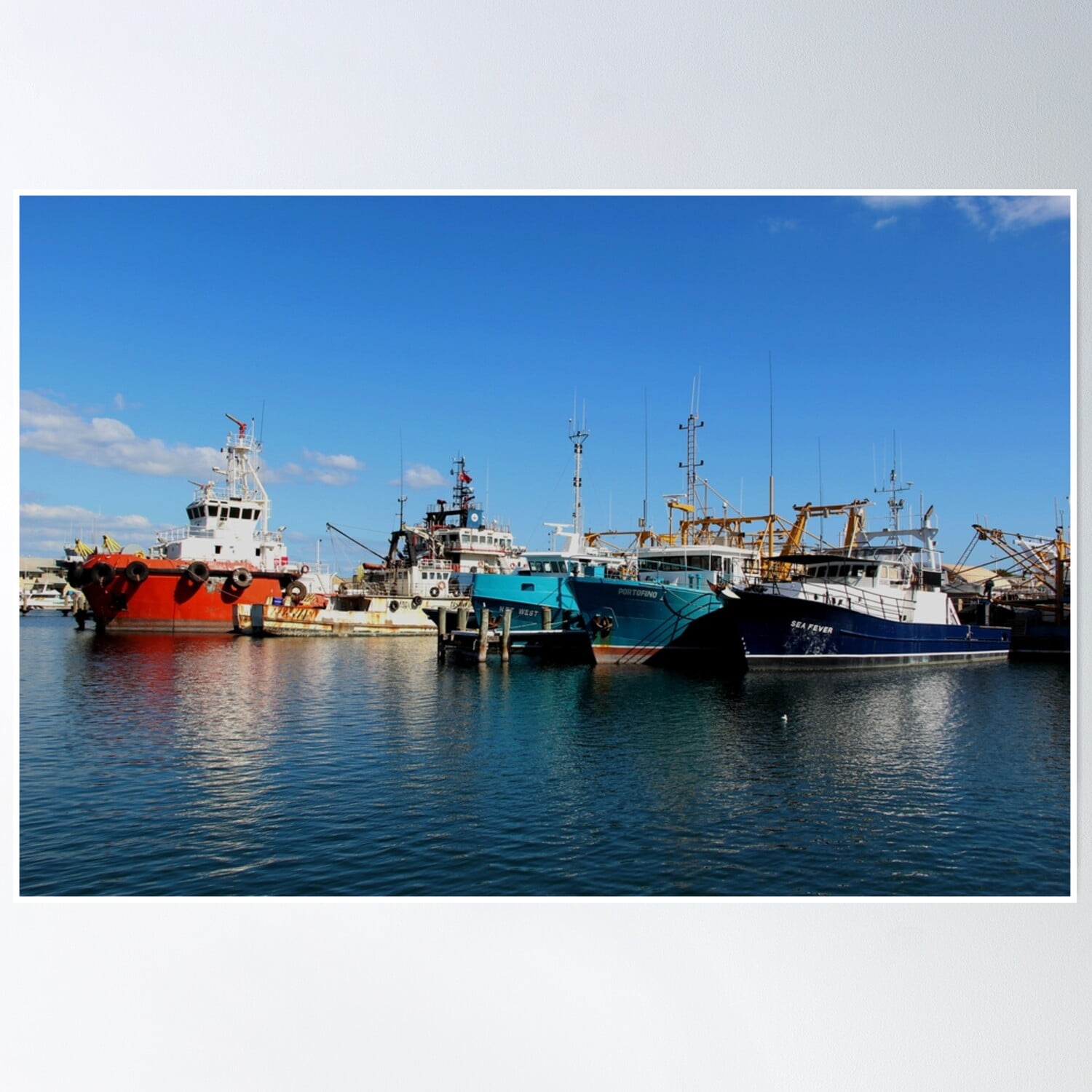 Modroom Fishing Boats At Fremantle Port Poster Wall Art, Modern Wall ...