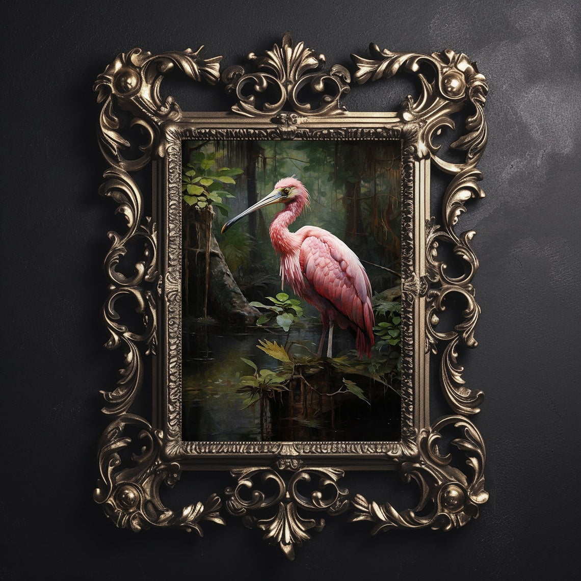 Modroom Flamingo in Bathtub Poster, Gothic Dark Academia Safari Animal ...