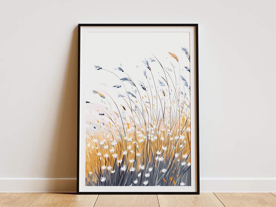 Modroom Flax Flower Field Poster Botanical Poster Modern Farmhouse ...