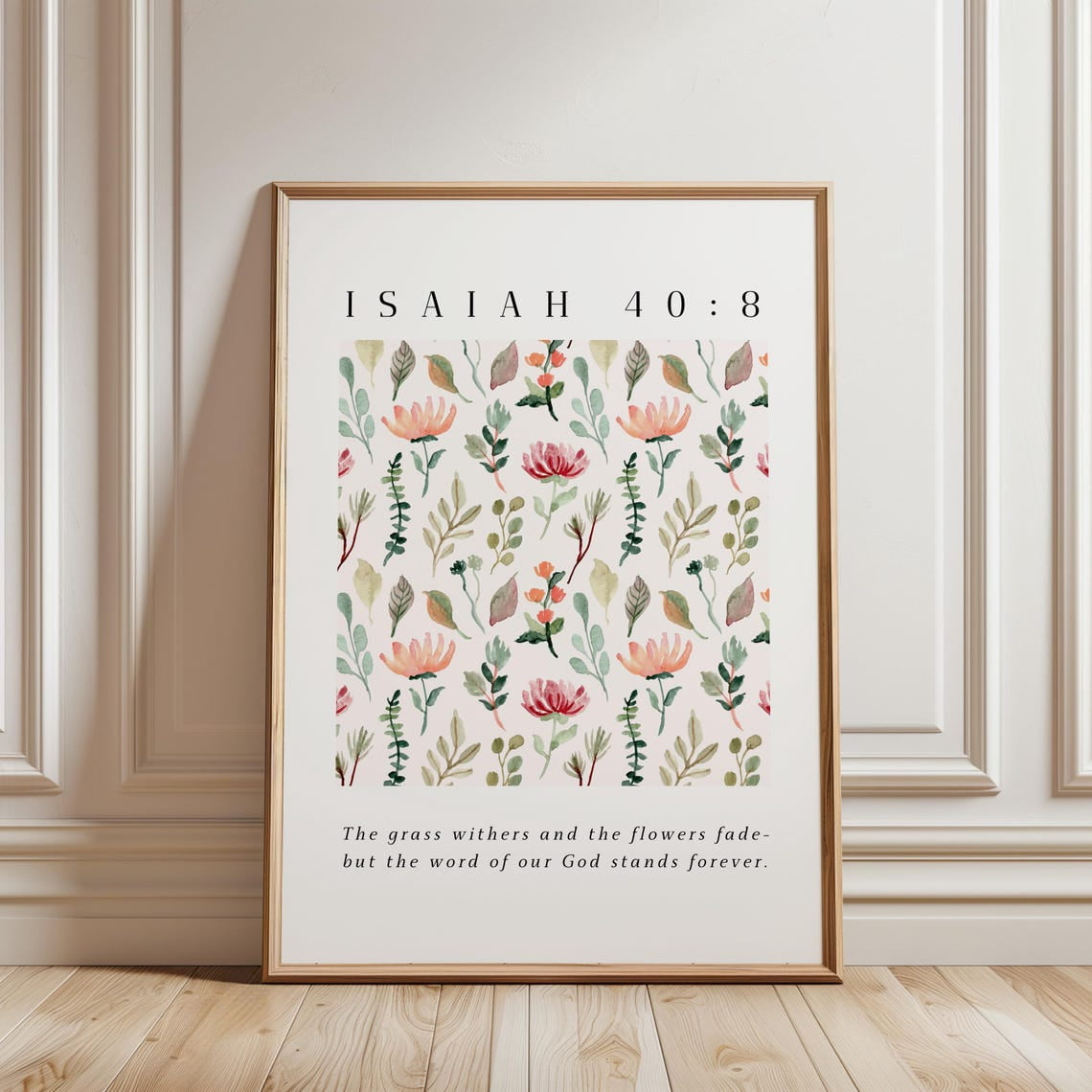 Modroom Floral Pattern Isaiah 40:8 Vintage Scripture Art Wildflower ...