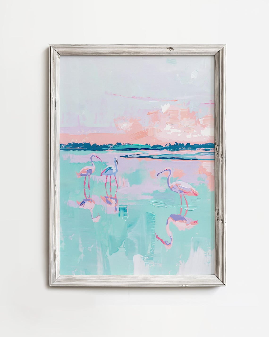 Modroom Florida Birds In Backwater, Colorful Pastel, Pink Blue Coastal ...
