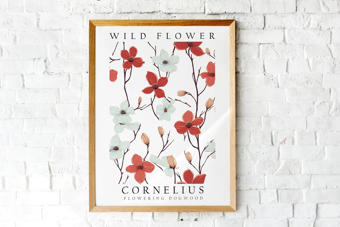 Modroom Flowering Dogwood Poster Print Wild Flower of Cornelius Wall ...