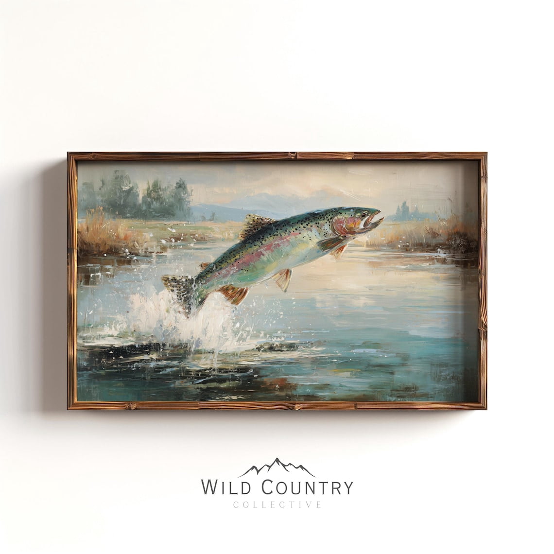 Modroom Fly Fishing Poster Print Vintage Trout Lake Landscape Rustic ...