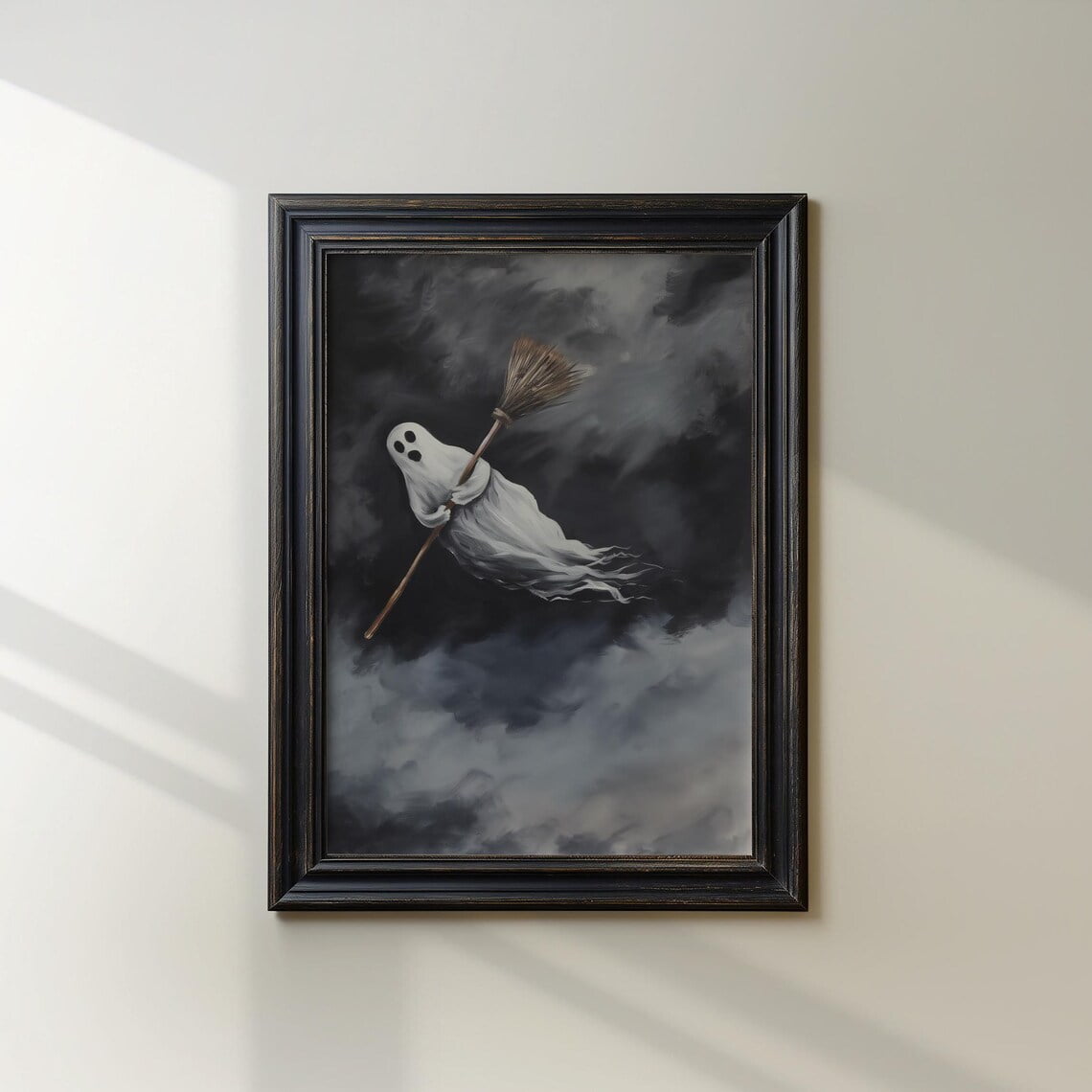 Modroom Flying Ghost Poster, Haunted Seasonal Wall Art, Rustic Spooky ...