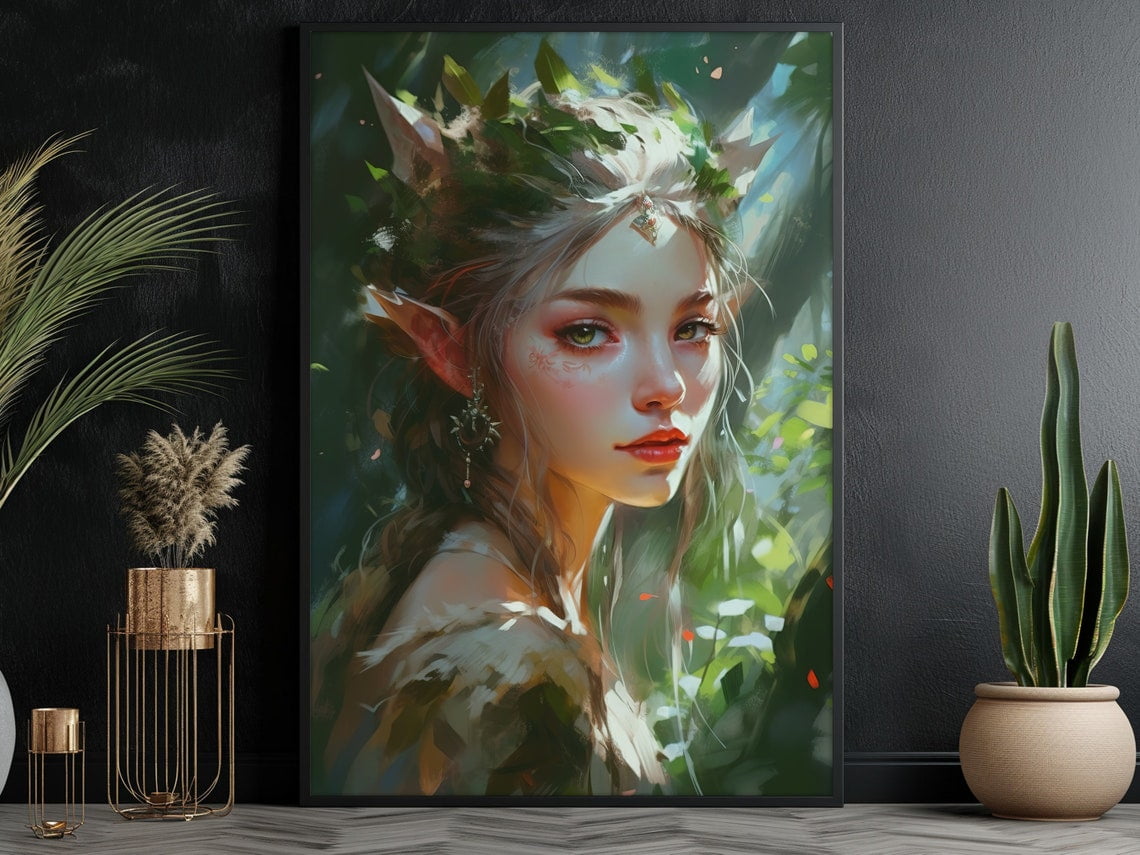 Modroom Forest Elf Poster, Dark Surreal Wall Art, Mythical Fantasy ...