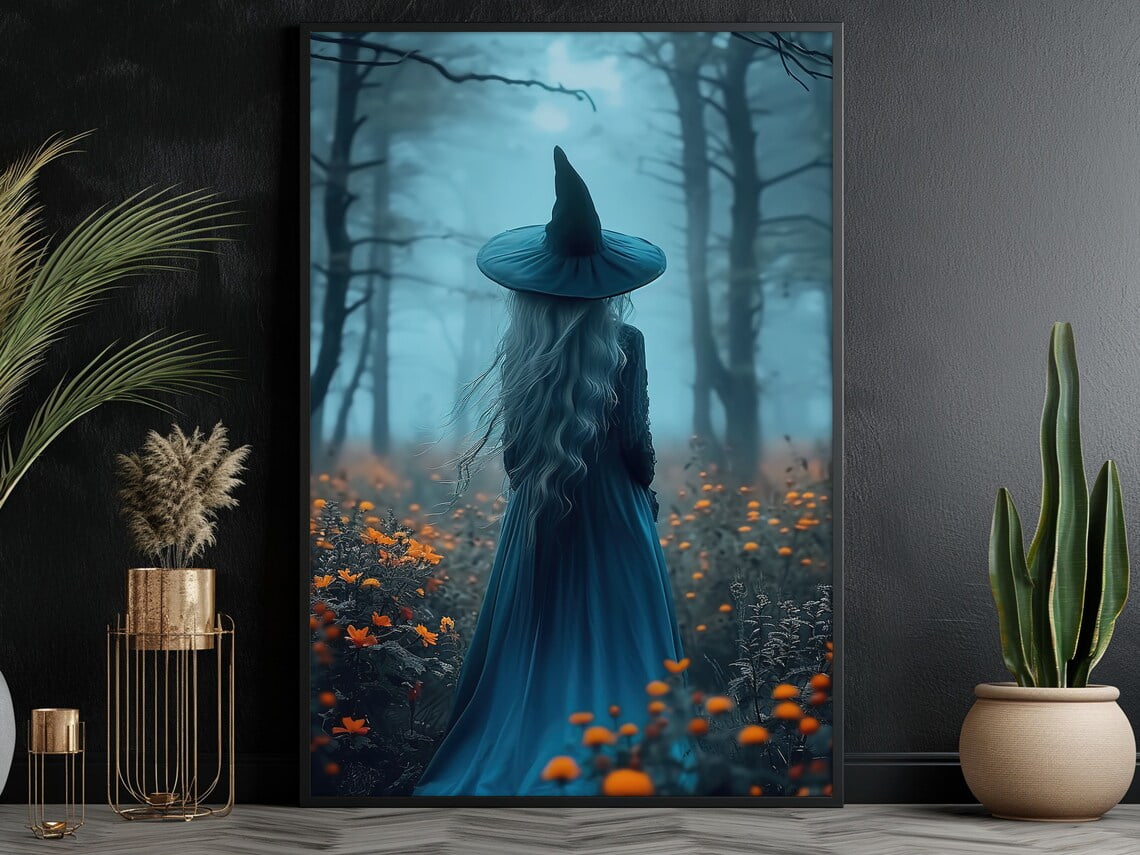 Modroom Forest Witch Poster, Enchanted Holiday Wall Art, Rustic ...