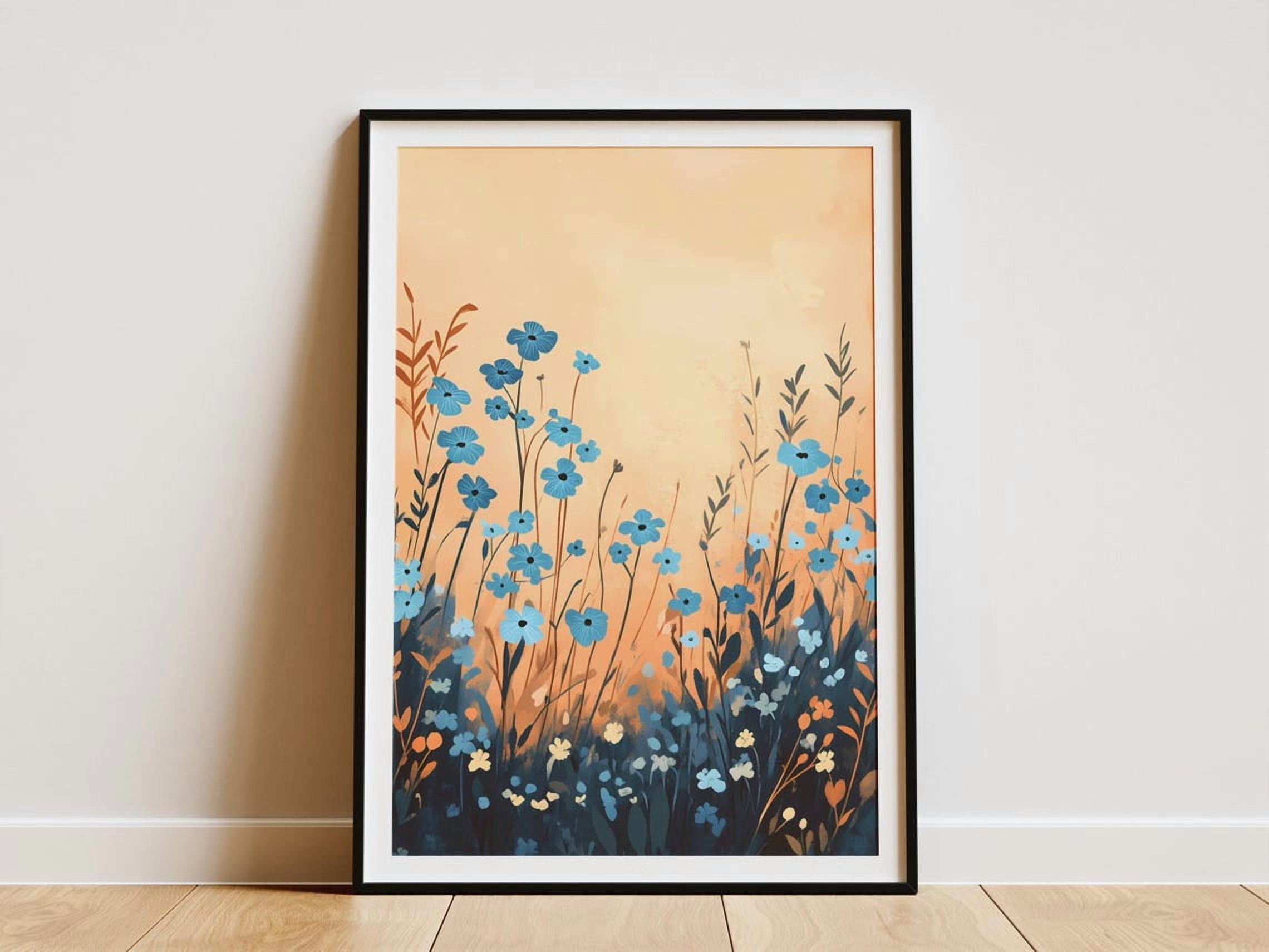 Modroom Forget Me Not Meadow Poster Blue Flower Meadow Art Print ...