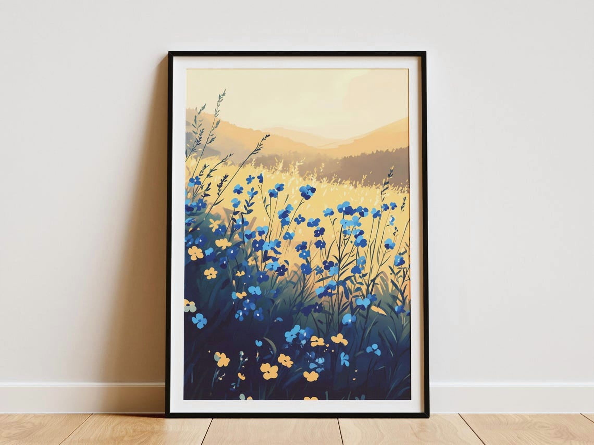 Modroom Forget Me Not Meadow Poster Blue Flower Meadow Art Print Summer ...