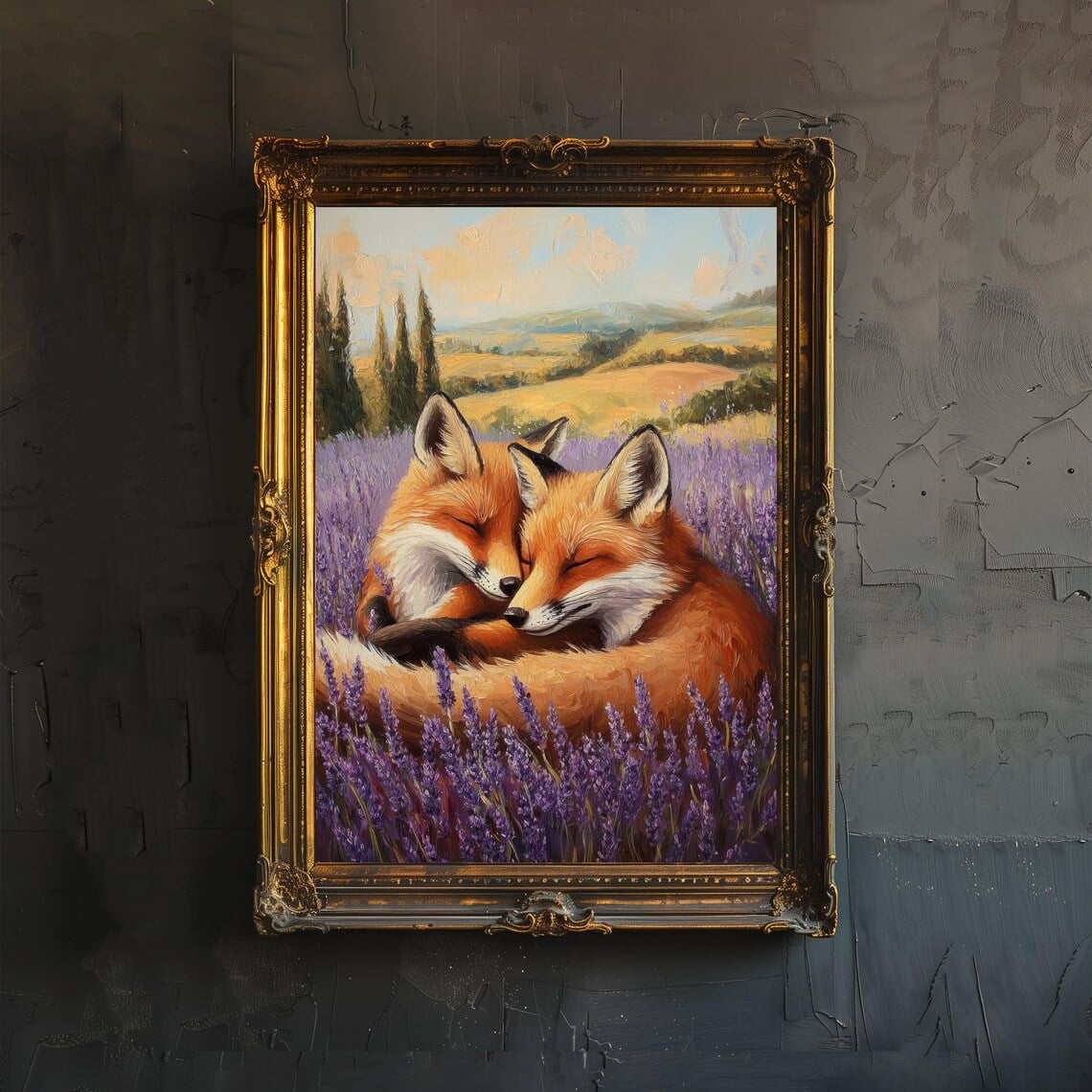 Modroom Foxes Curled Up Poster Cottagecore Decor Enchanted Animal ...