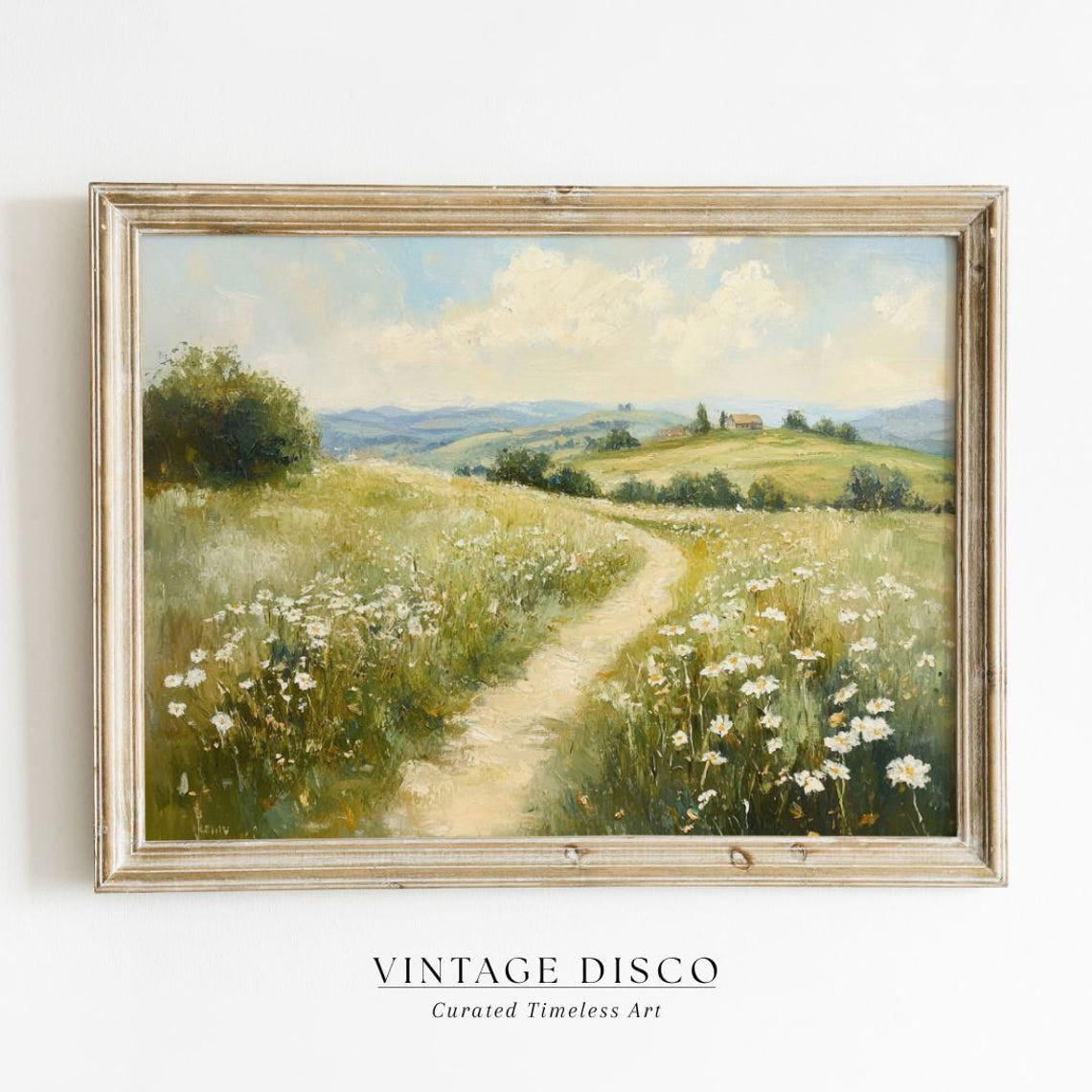 Modroom French Countryside Landscape Print, Cottage Path Wildflower ...