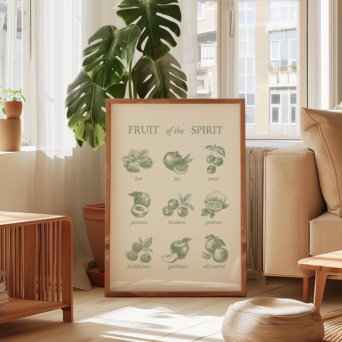 Modroom Fruit Of The Spirit Wall Art Colorful Christian Print Sage ...