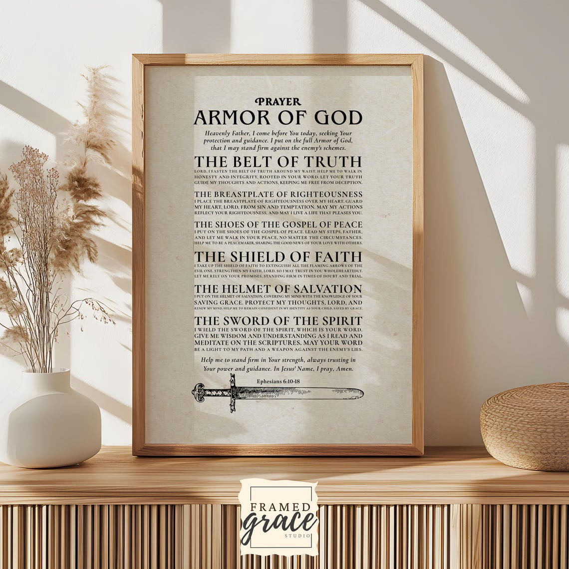 Modroom The Full Armor Of God Prayer Christian Poster, Prayer Wall Art ...
