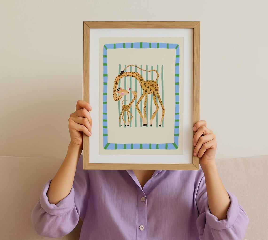 Modroom Gerald Giraffe Poster Jungle Animal Illustration Nursery Wall ...