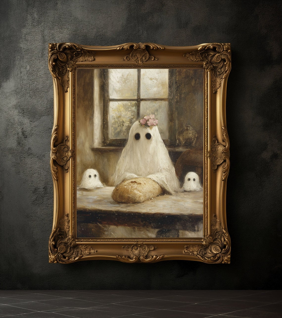 Modroom Ghost Baking Bread Poster Winter Holiday Wall Art Spooky Ghost ...