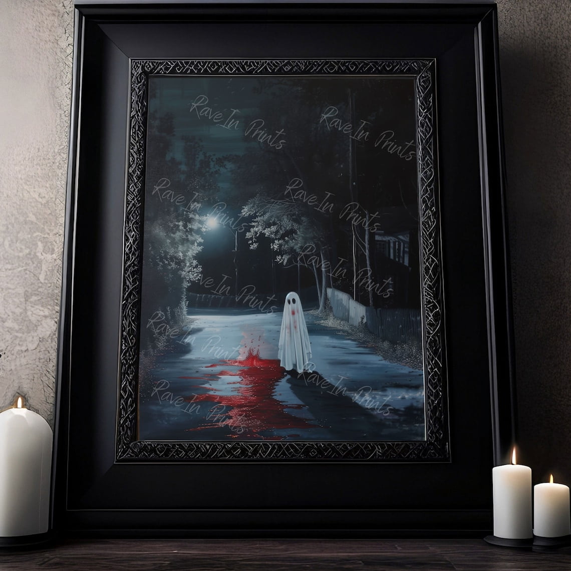 Modroom Ghost Crime Poster, Vintage Gothic Wall Art, Dark Creepy ...