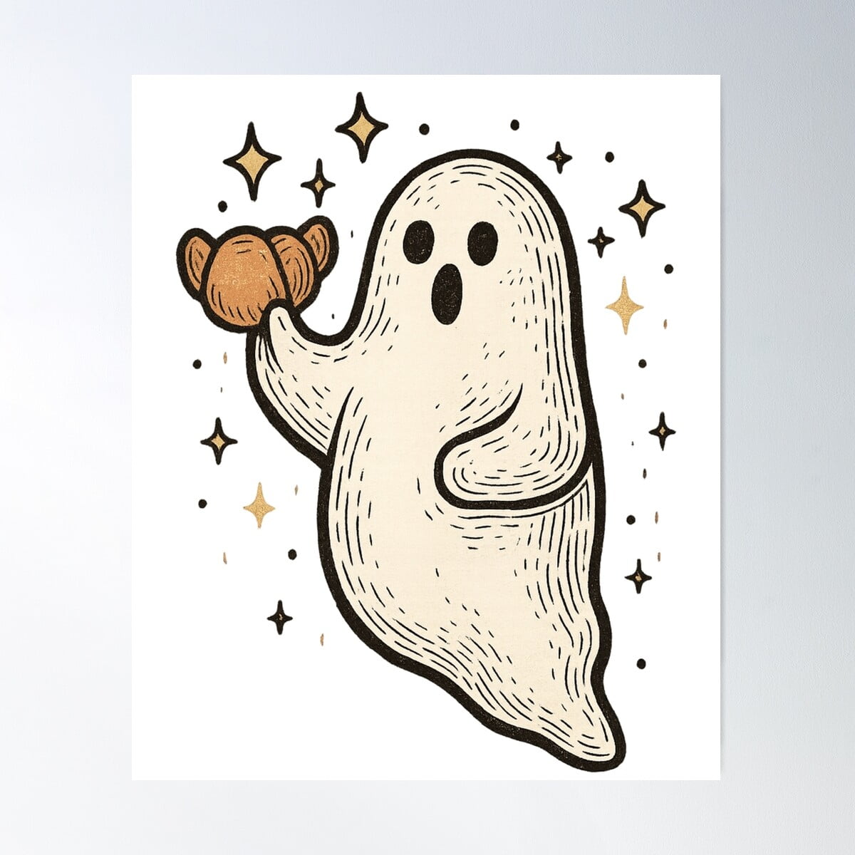 Modroom Ghost With Croissant – Cute Gothic Costume Party Illustration ...
