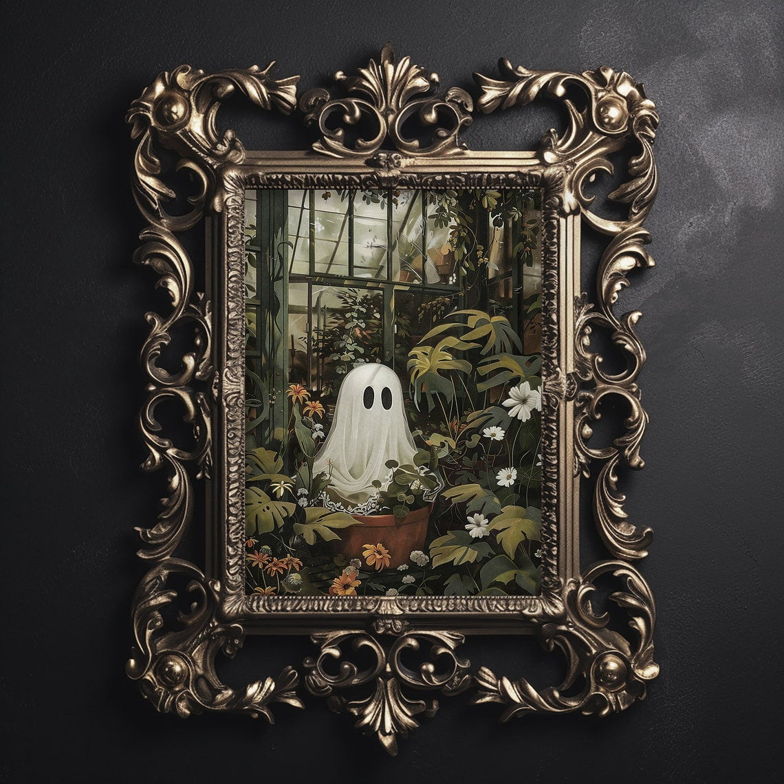 Modroom Ghost in Greenhouse Flower Pot Poster, Gothic Dark Academia ...