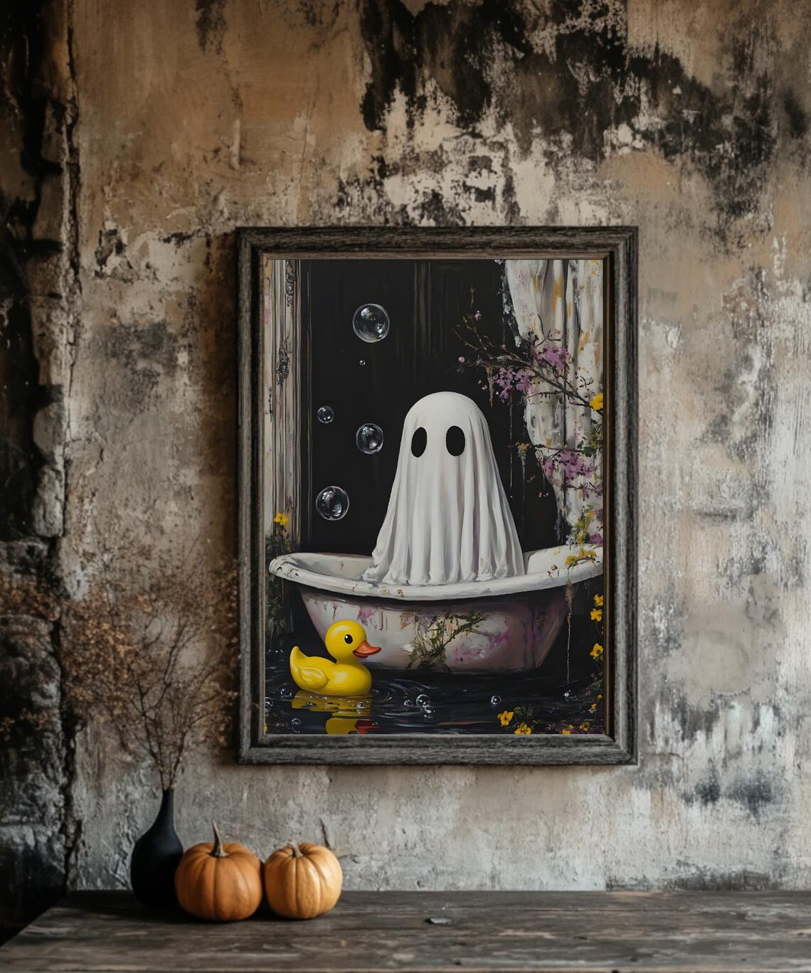 Modroom Ghost with Rubber Duck Poster, Whimsical Holiday Wall Art ...