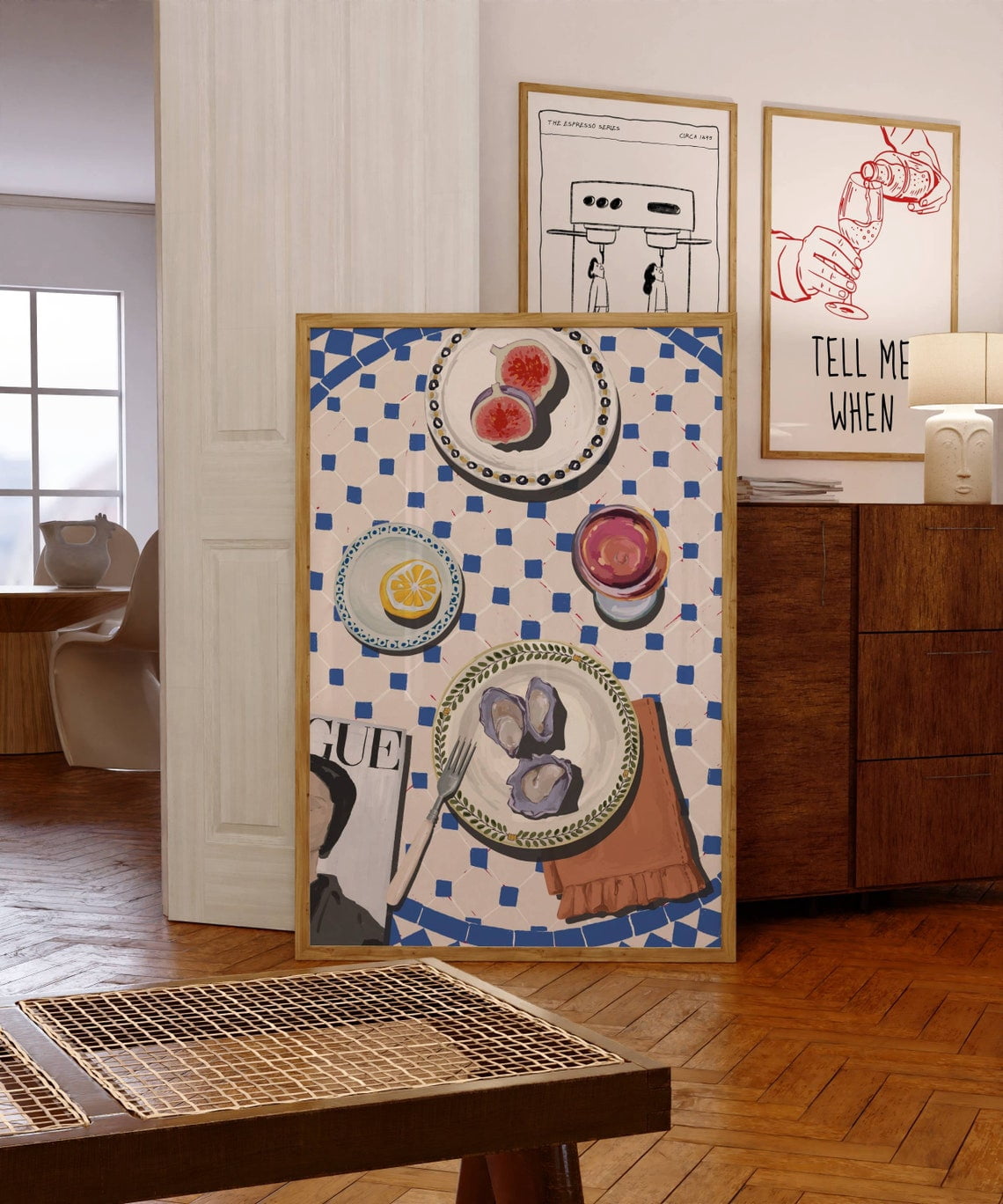 Modroom Girl Dinner Poster, Oysters Poster, Trendy Kitchen Wall Prints ...