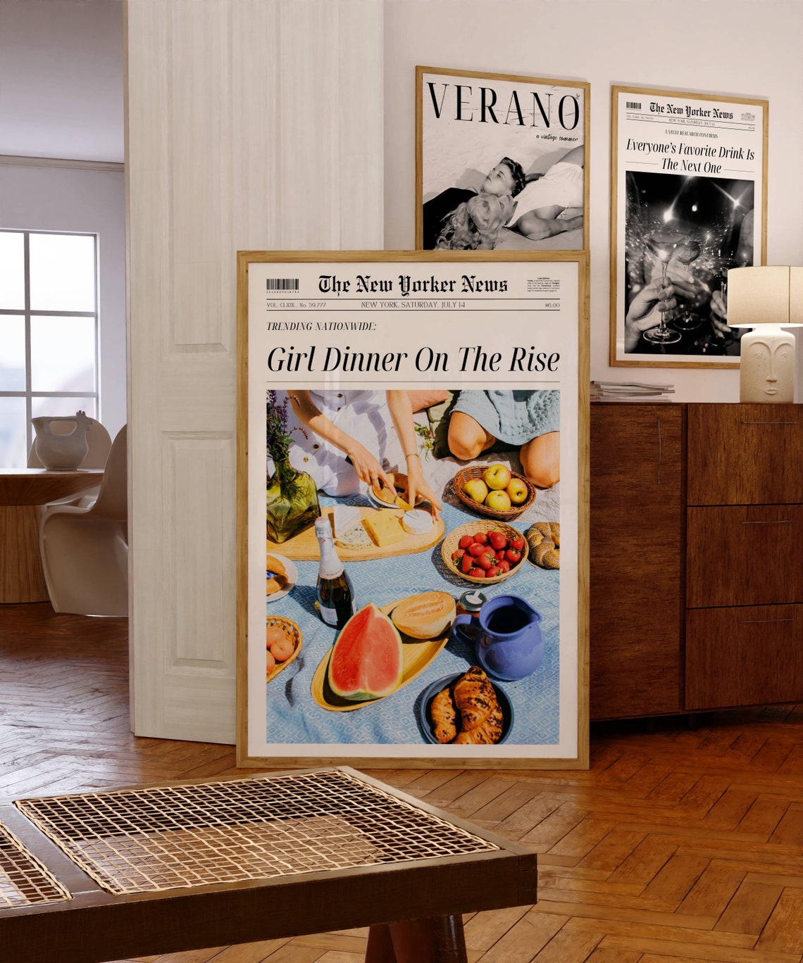 Modroom Girl Dinner Poster, Trendy Newspaper Headline Poster, New York ...