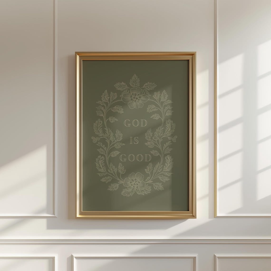 Modroom God Is Good Print Vintage Scripture Wall Art Olive Green ...