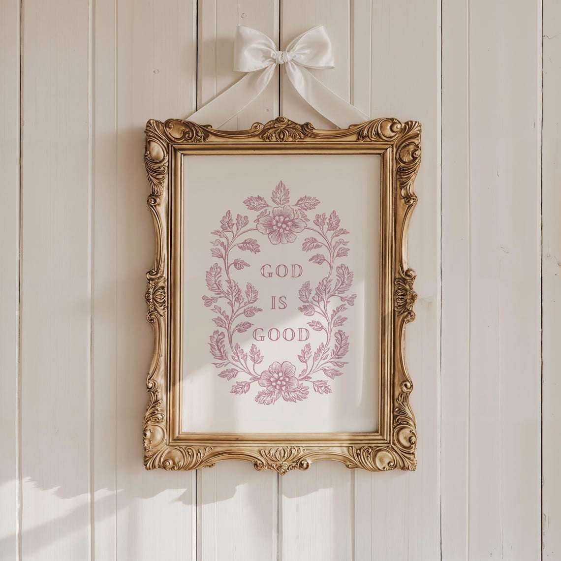 Modroom God Is Good Vintage Scripture Wall Art Floral Drawing Print ...