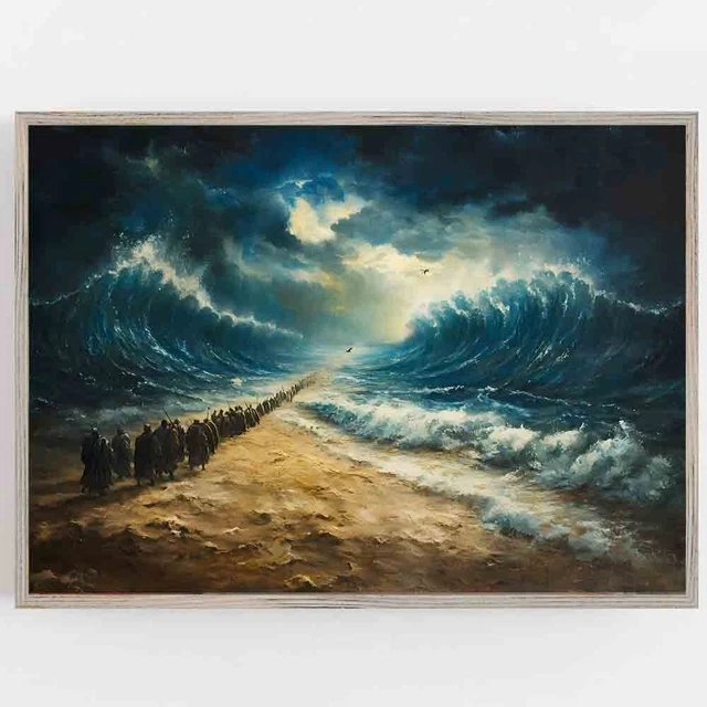 Modroom God Parts Sea Christian Bible Moses Leads People Through ...