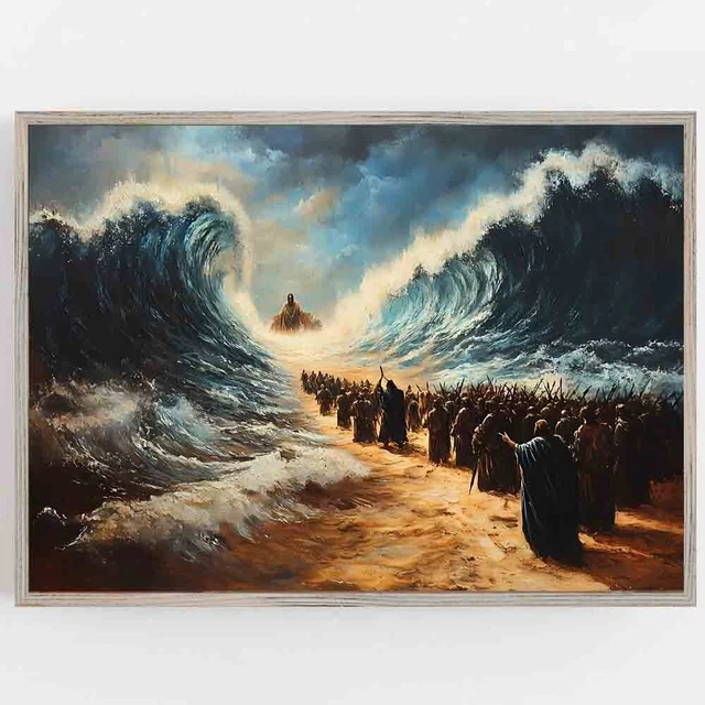 Modroom God Parts Sea Christian Bible Moses Leads People Through ...