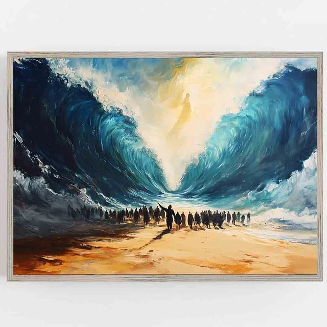 Modroom God Parts Sea Christian Bible Moses Leads People Through ...