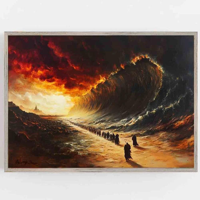 Modroom God Parts Sea Christian Bible Moses Leads People Through ...