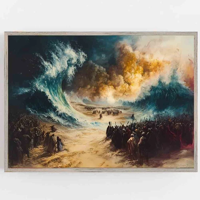 Modroom God Parts Sea Christian Bible Moses Leads People Through ...