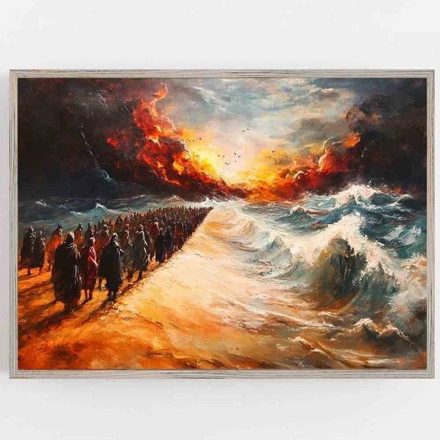 Modroom God Parts Sea Christian Bible Moses Leads People Through ...