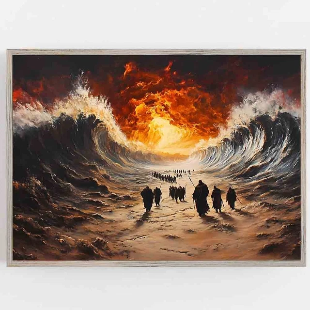 Modroom God Parts Sea Christian Bible Moses Leads People Through ...