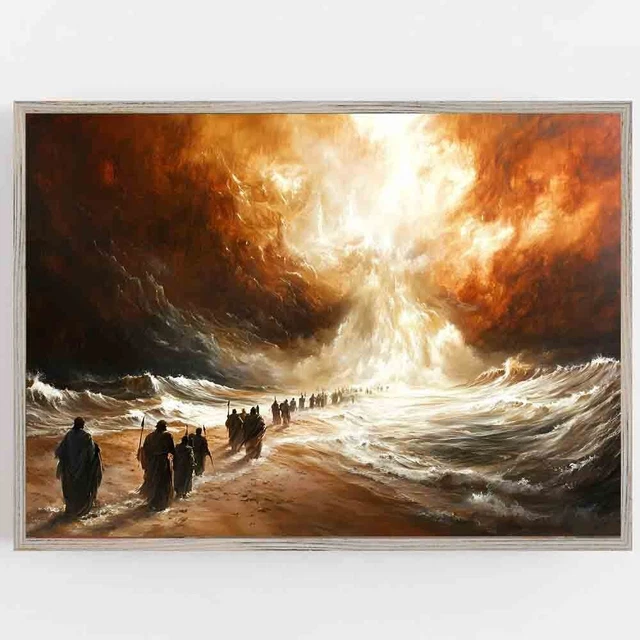 Modroom God Parts Sea Christian Bible Moses Leads People Through ...