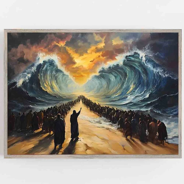 Modroom God Parts Sea Christian Bible Moses Leads People Through ...