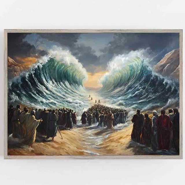 Modroom God Parts Sea Christian Bible Moses Leads People Through ...