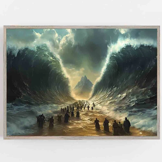 Modroom God Parts Sea Christian Bible Moses Leads People Through ...