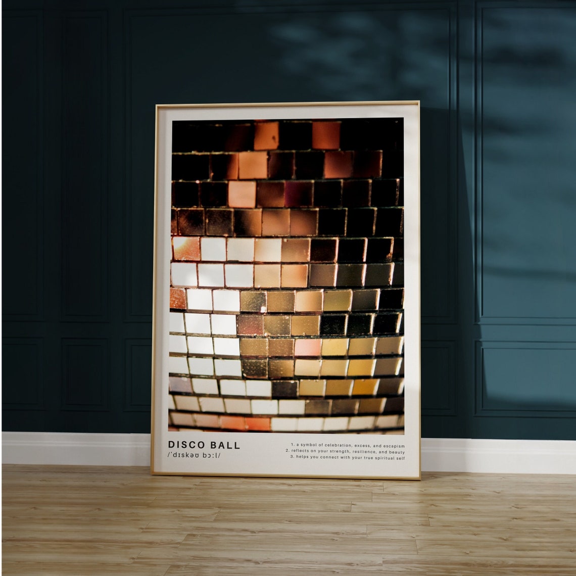Modroom Golden Disco Ball Poster Shiny Mirrorball Wall Art Spiritual ...