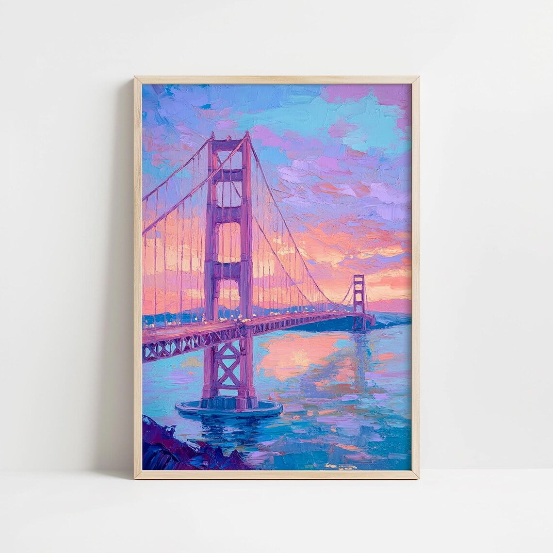 Modroom Golden Gate Bridge Pastel Sunset Art | Girly Digital Wall Art ...