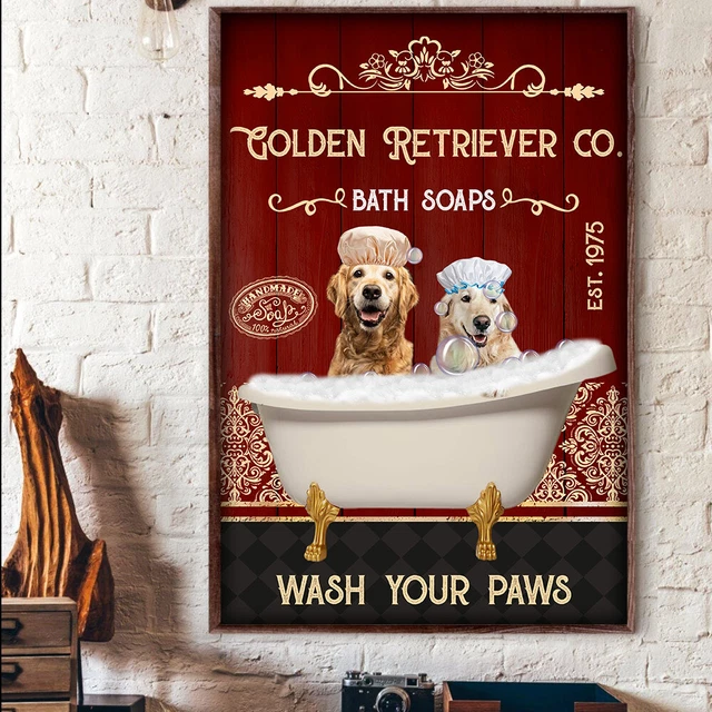 Modroom Golden Retriever Co Bath Soaps Wash Your Paws Bathroom Dog Dogs ...