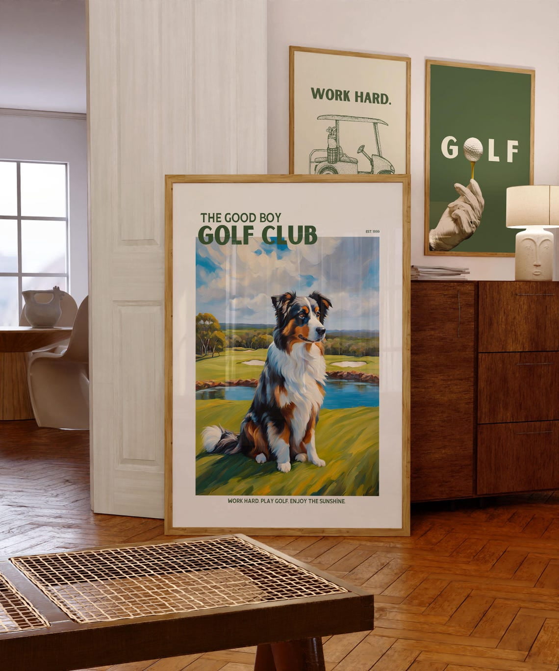Modroom Good Boy Golf Club Golf Print - Australian Shepherd On Golf ...
