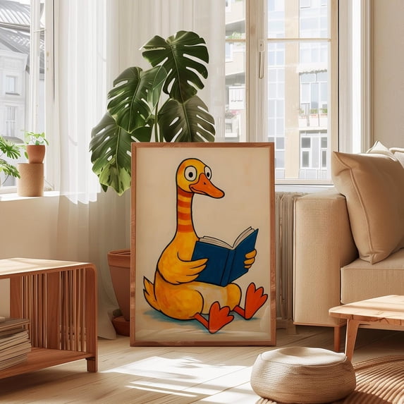 Modroom Goose Reading Club Poster, Rustic Farmhouse Wall Art, Cute Book ...