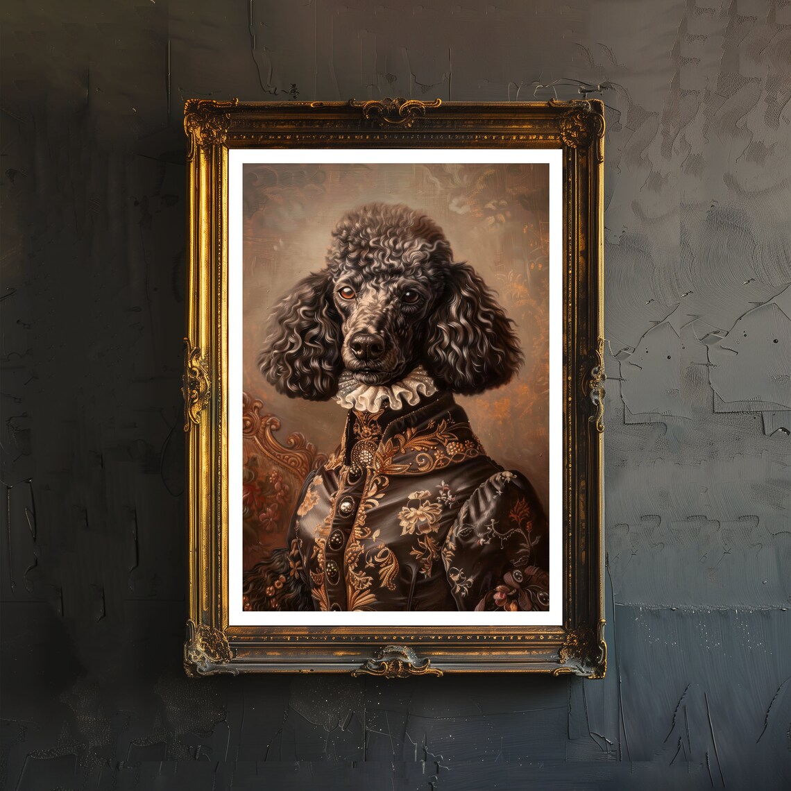 Modroom Gothic Poodle Aristocrat Antique Dog Portrait Victorian Era ...