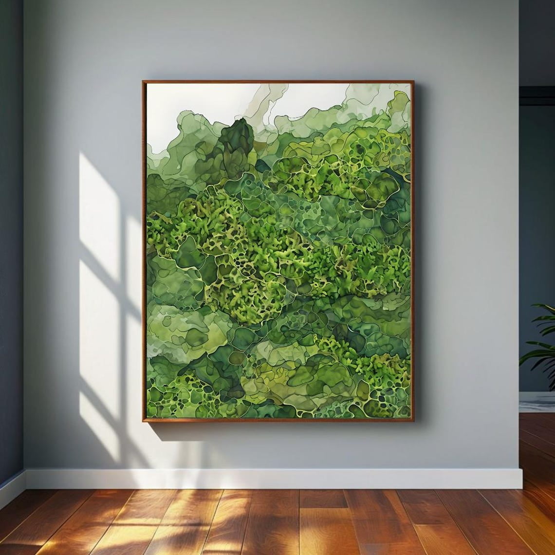 Modroom Green Moss Wall Art Nature Abstract Poster, Botanical Home ...