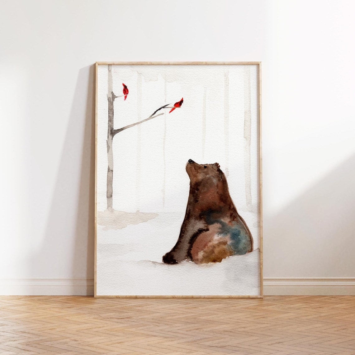 Modroom Grizzly Bear Print Winter Watercolor Painting Brown Bear Wall ...